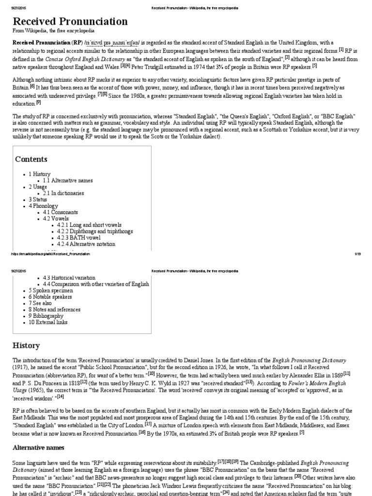 Received Pronunciation | Download Free PDF | English Language | Vowel