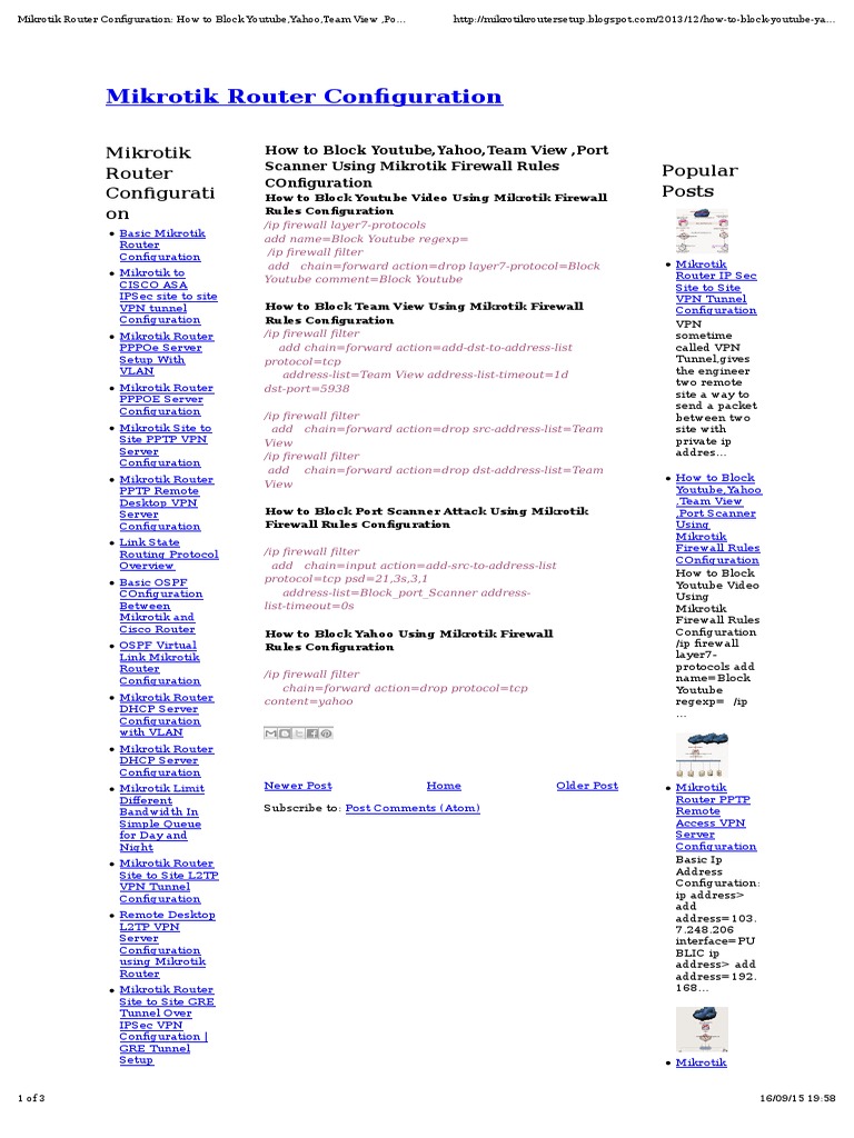 Mikrotik Firewall Blocking Guide | PDF | Virtual Private Network ...