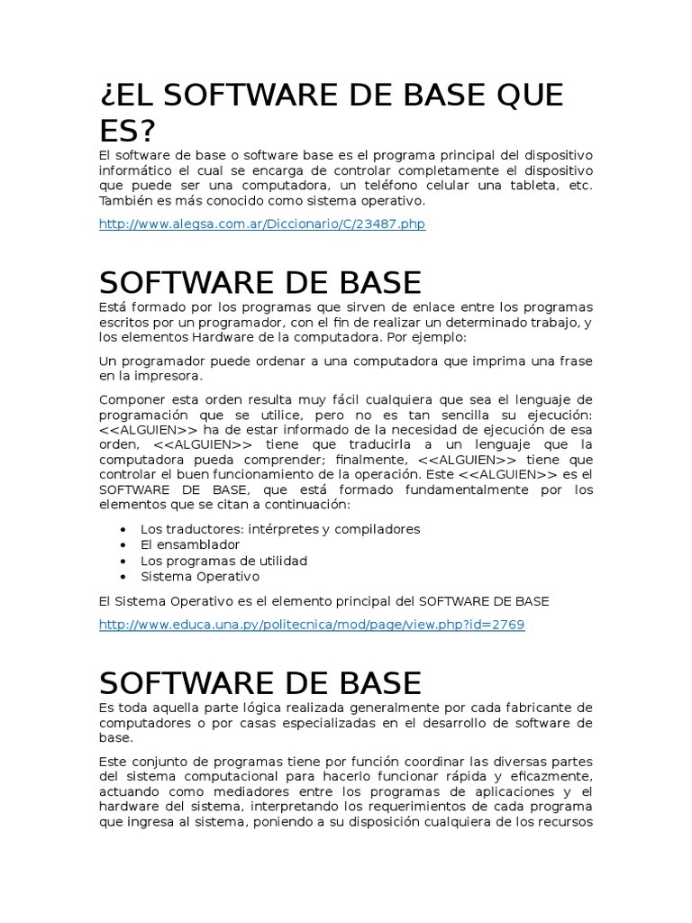 El Software de Base Que Es | PDF | Sistema operativo | Lenguaje de ...