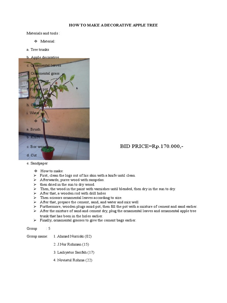BID PRICE Rp.170.000,-: How To Make A Decorative Apple Tree | PDF ...