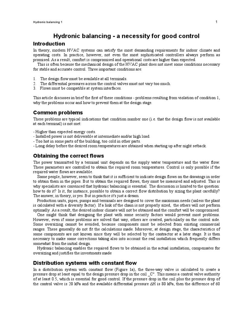 Hydronic Balancing for HVAC Efficiency | PDF | Chemical Engineering ...