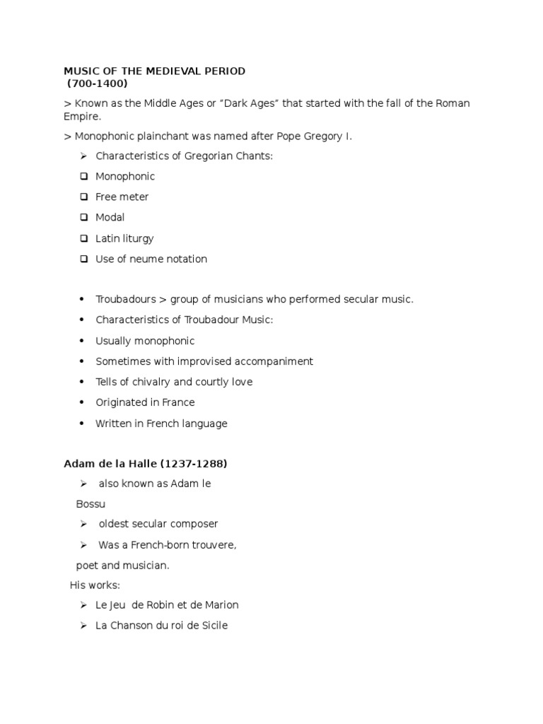 Music of The Medieval Period (700-1400) | PDF | Baroque Music | Johann ...