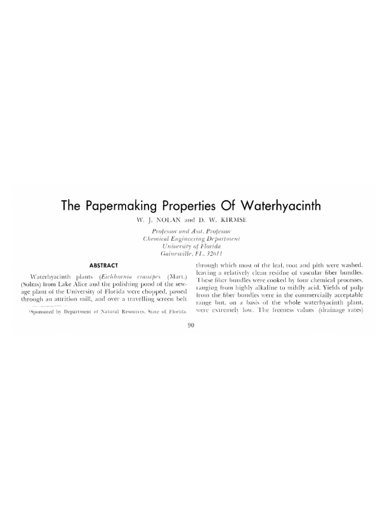 Paper Making Using Water Hyacinth | PDF