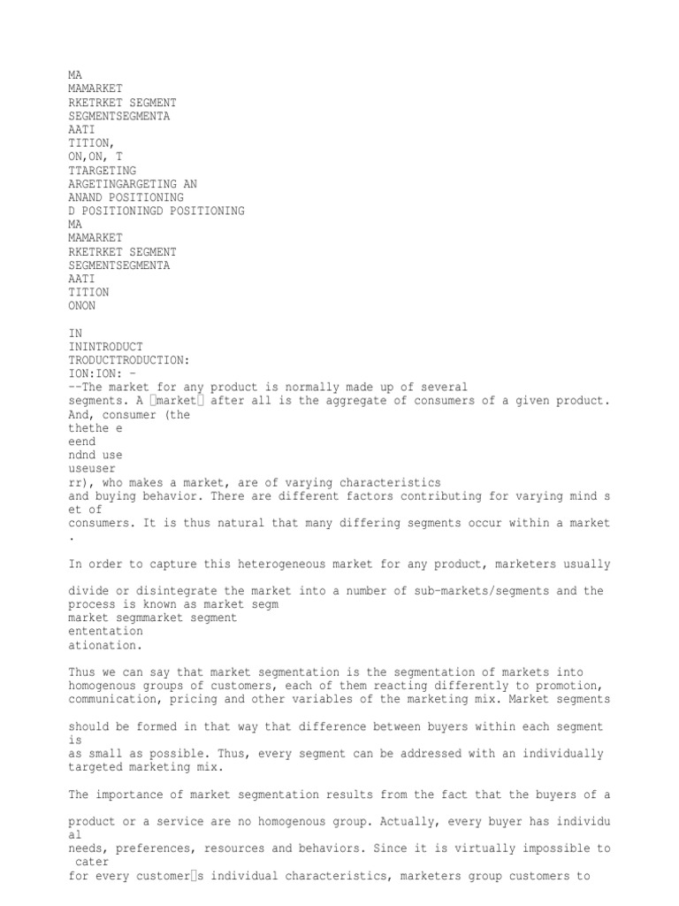 Market Segmentation Book | PDF | Market Segmentation | Consumer Behaviour