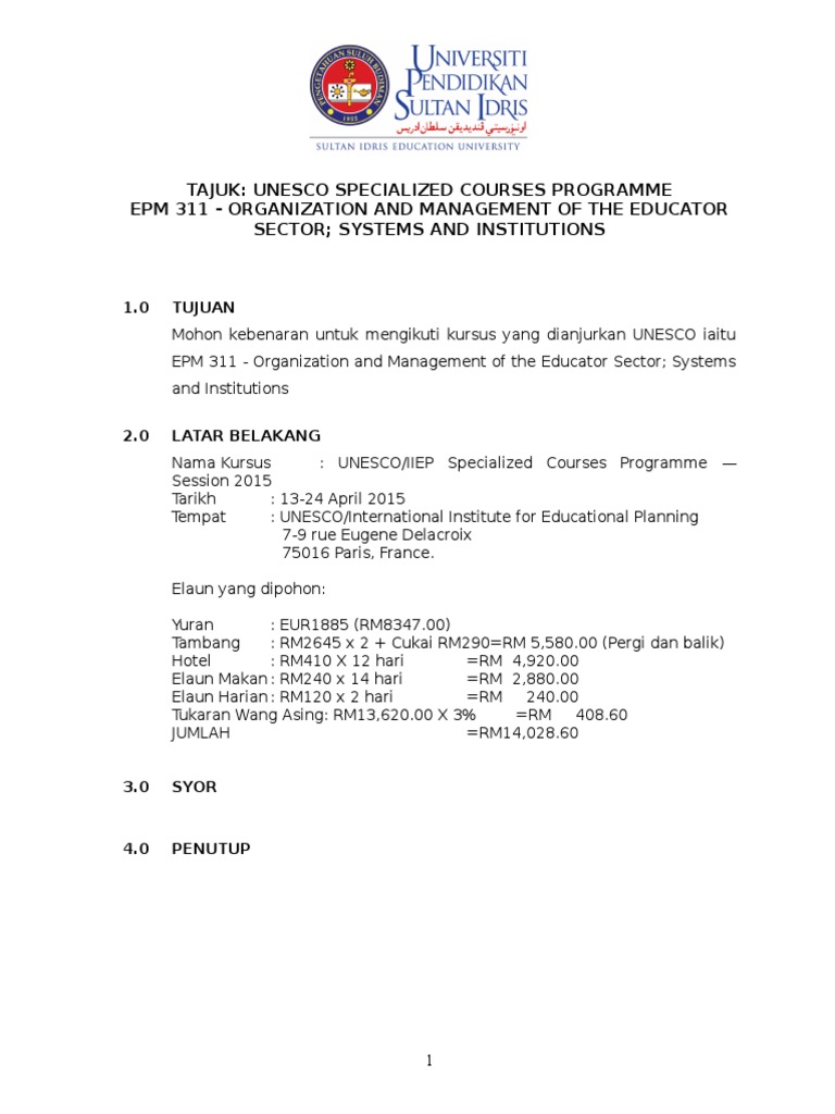 Contoh Template Kertas Kerja UPSI | PDF