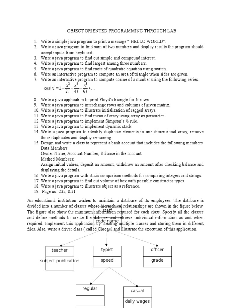 Ooad Lab Programs Pdf Class Computer Programming Inheritance Object Oriented Programming