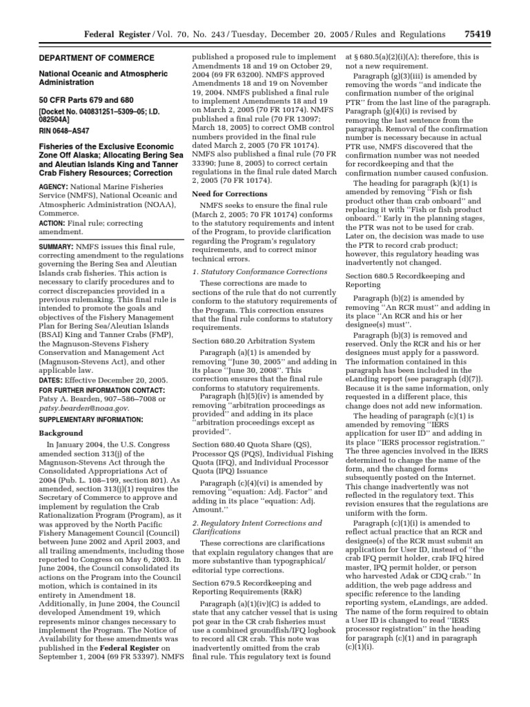 Rule: Fishery Conservation and Management: Alaska Fisheries of ...