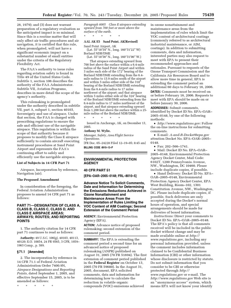 Federal Register / Vol. 70, No. 243 / Tuesday, December 20, 2005 ...