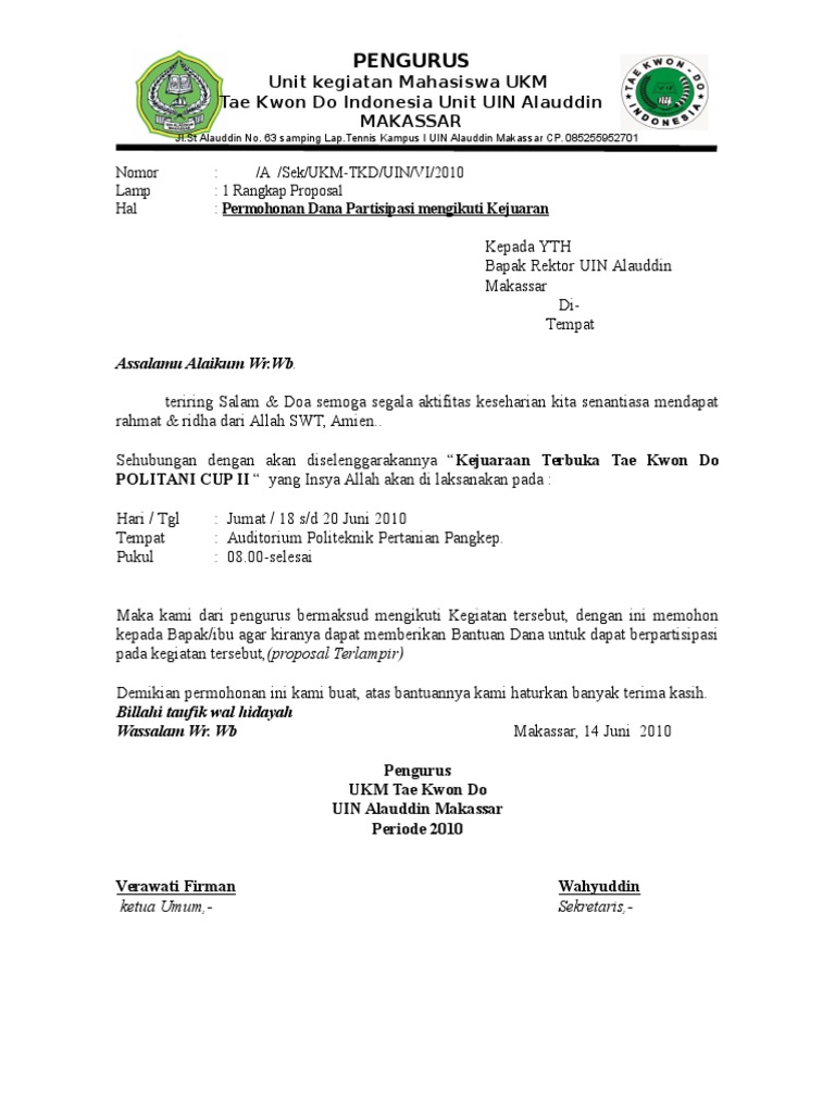 Surat Lampiran Proposal | PDF