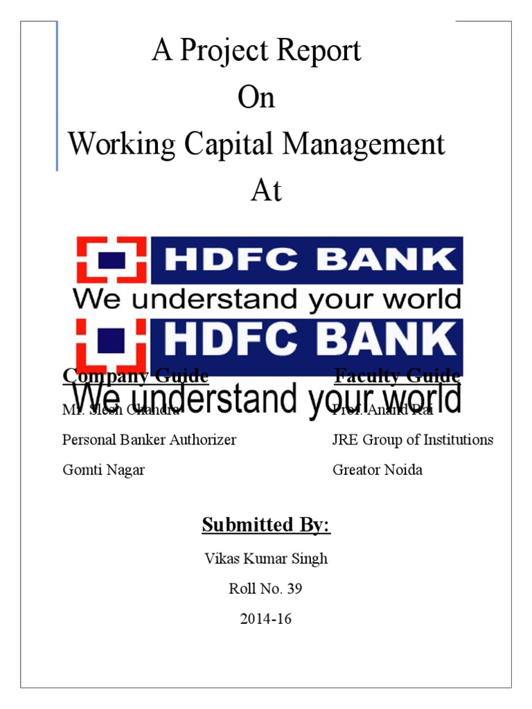 A Project Report HDFC BANK | PDF | Credit (Finance) | Loans