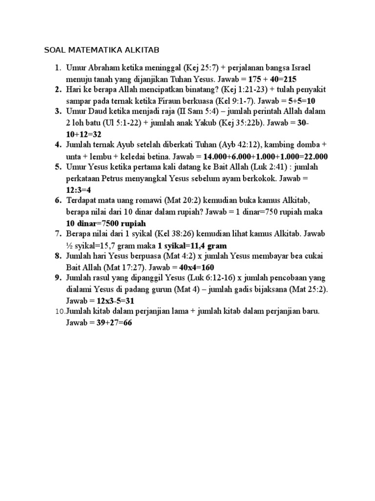 Soal Matematika Alkitab | PDF