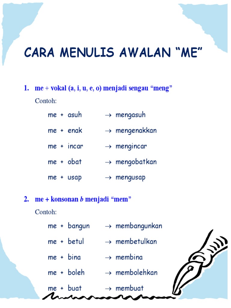 Cara Menulis Awalan Me | PDF