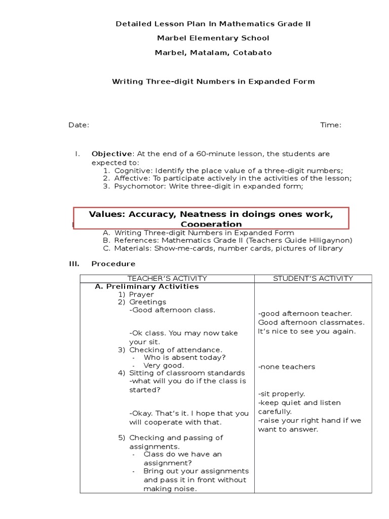 Detailed Lesson Plan in Mathematics Grade 2 | PDF