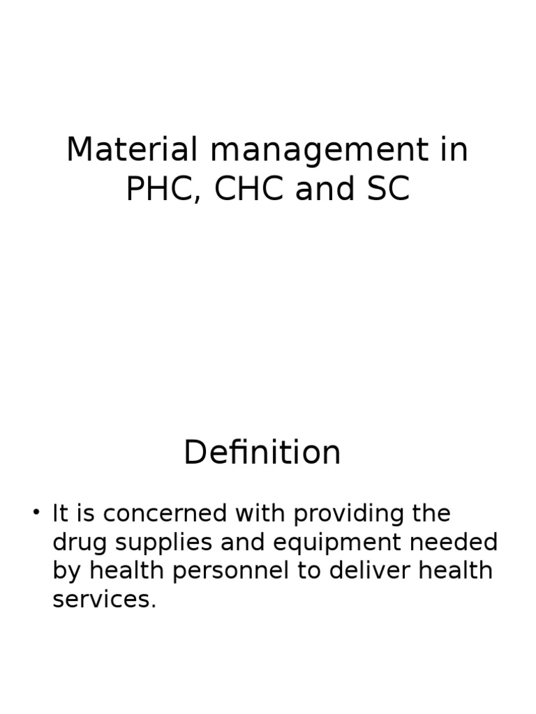 Material Management in PHC and CHC | PDF | Patient | Health Professional