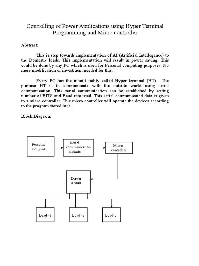 Controlling of Power Applications Using Hyper Terminal Programming and Micro Controller | PDF