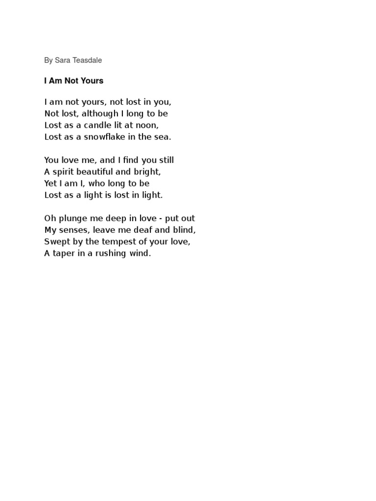 I Am Not Yours: A Poetic Reflection | PDF