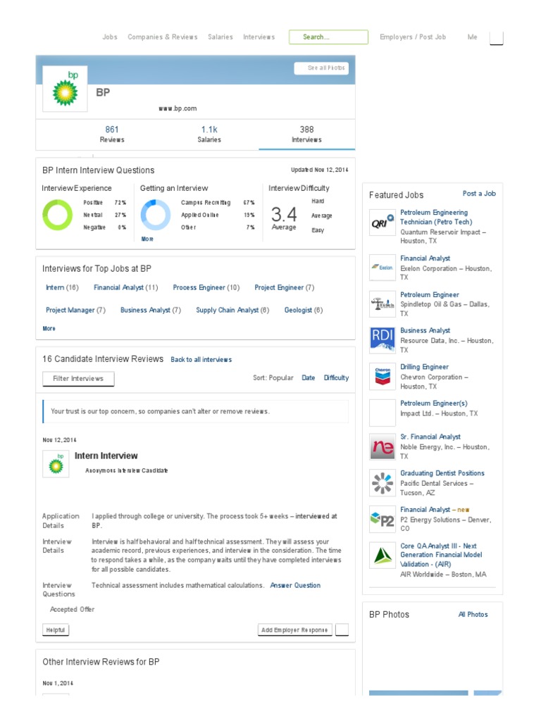 BP Intern Interview | Internship | Intelligence Analysis