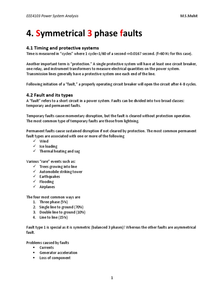 Three Phase Faults - Muhit - Part1 (Version1) | PDF | Electric Power System | Steady State
