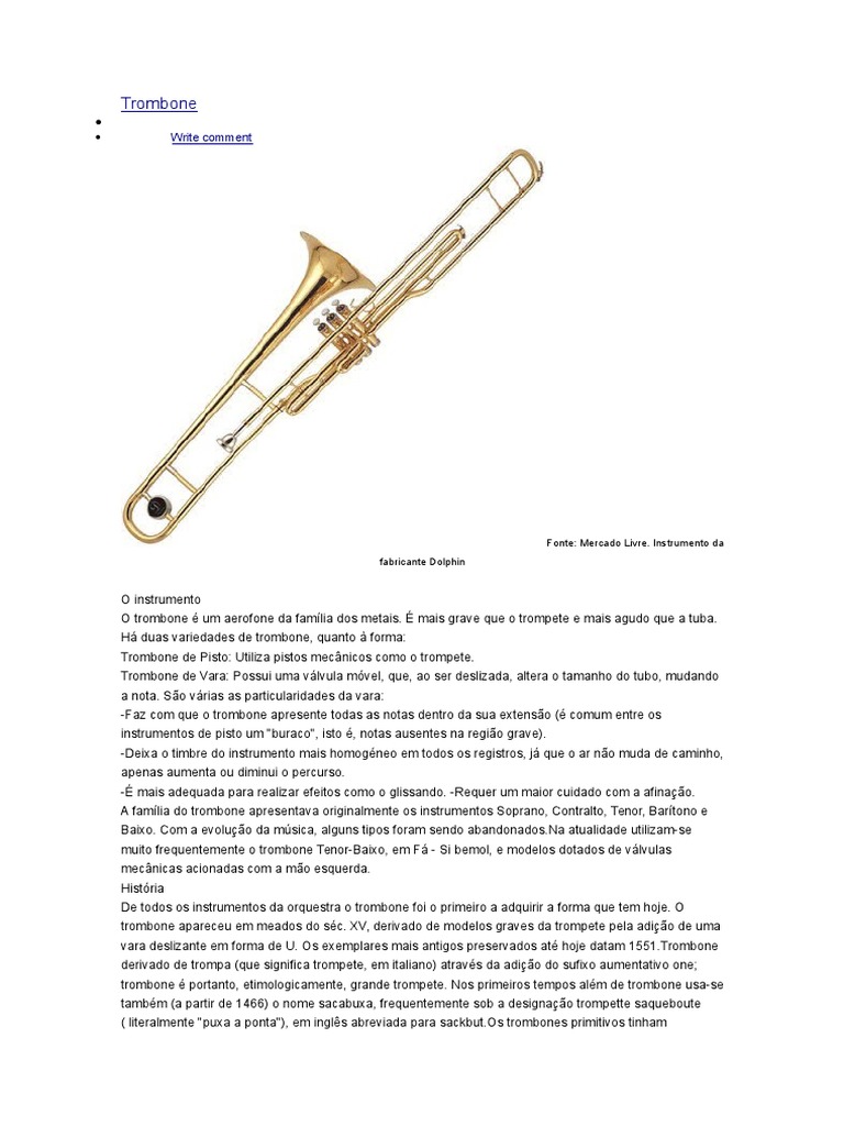 Trombone Tipos | Trombone | Trombeta