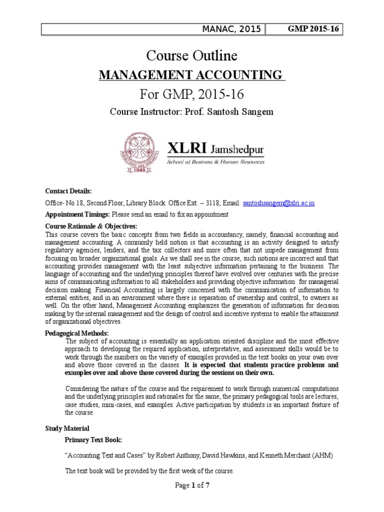 Course Outline-MANAC | PDF | Debits And Credits | Accounting