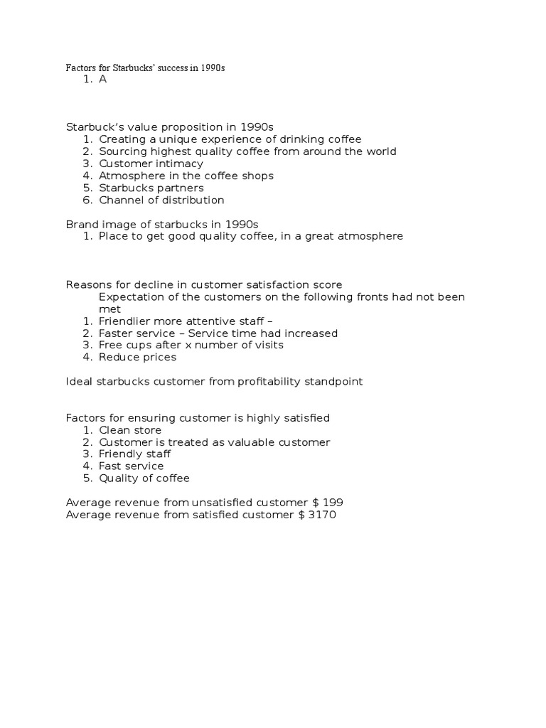 Factors For Starbucks' Success in 1990s | PDF | Business