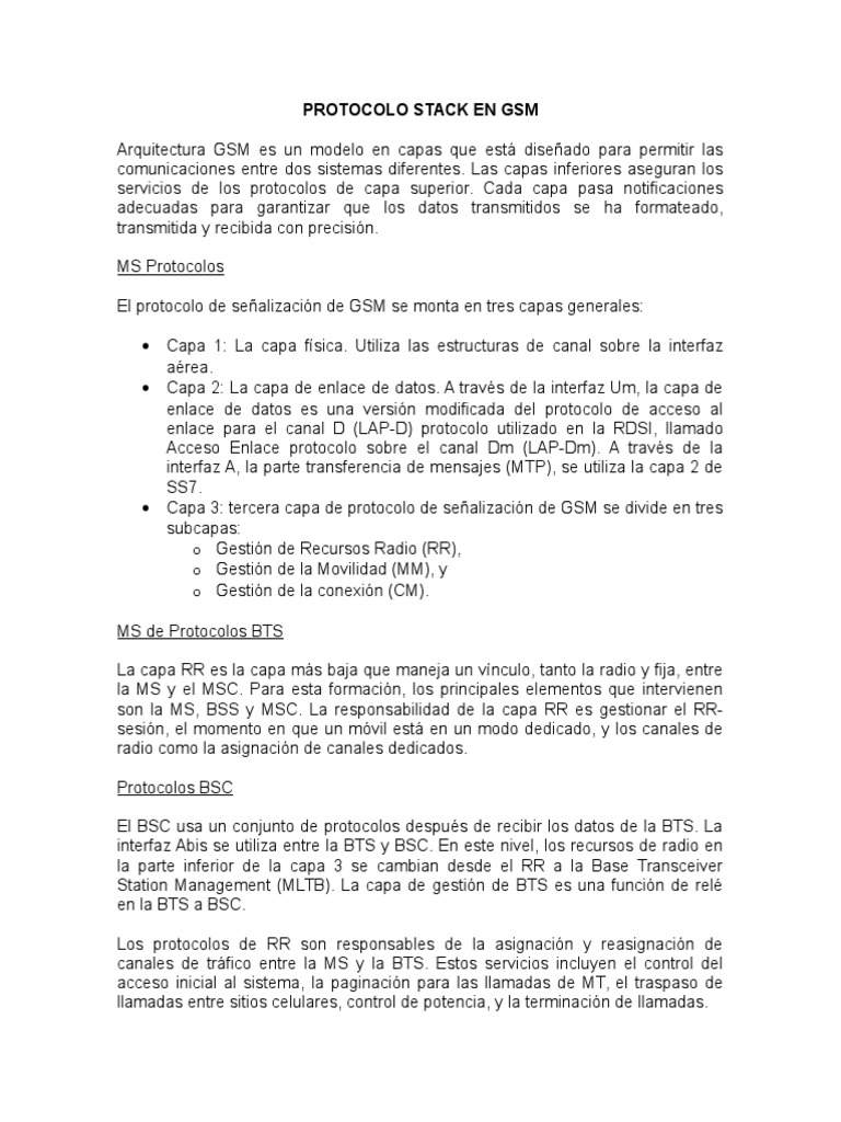 Protocolo Stack en GSM | PDF | Gsm | Protocolos de red