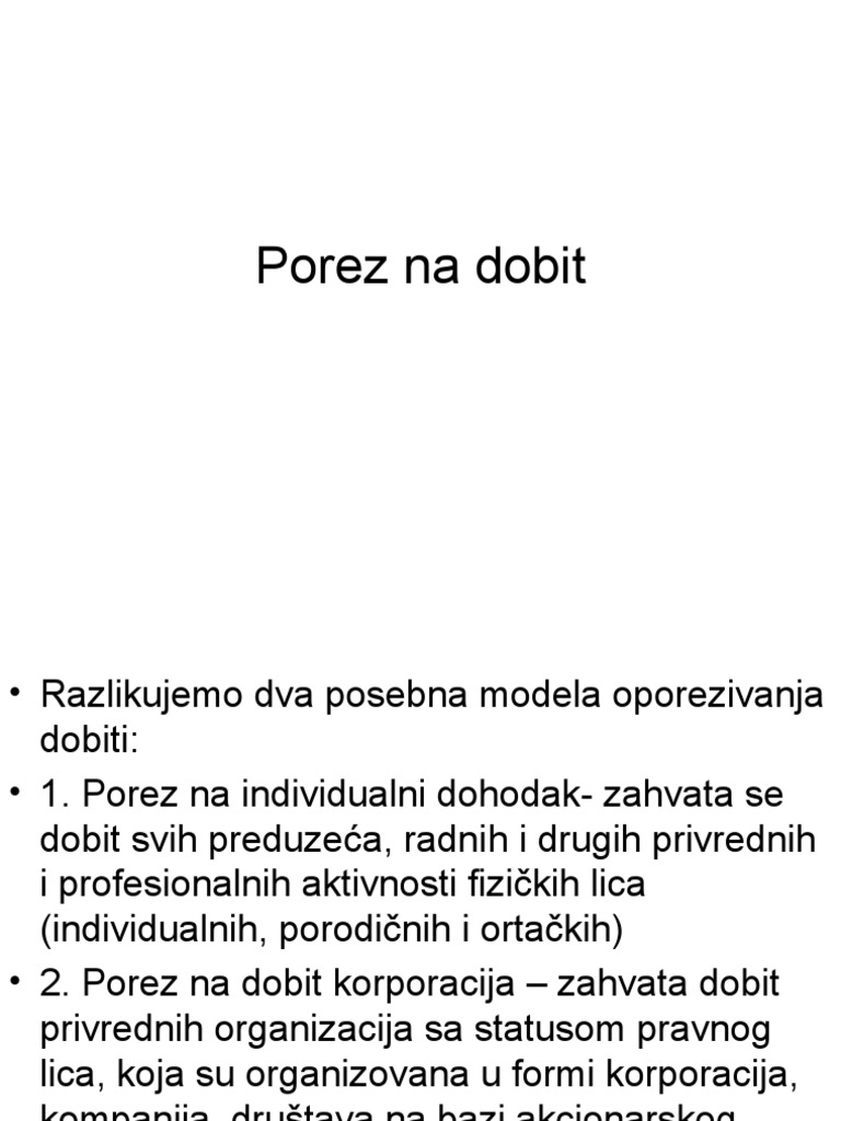 Porez Na Dobit | PDF