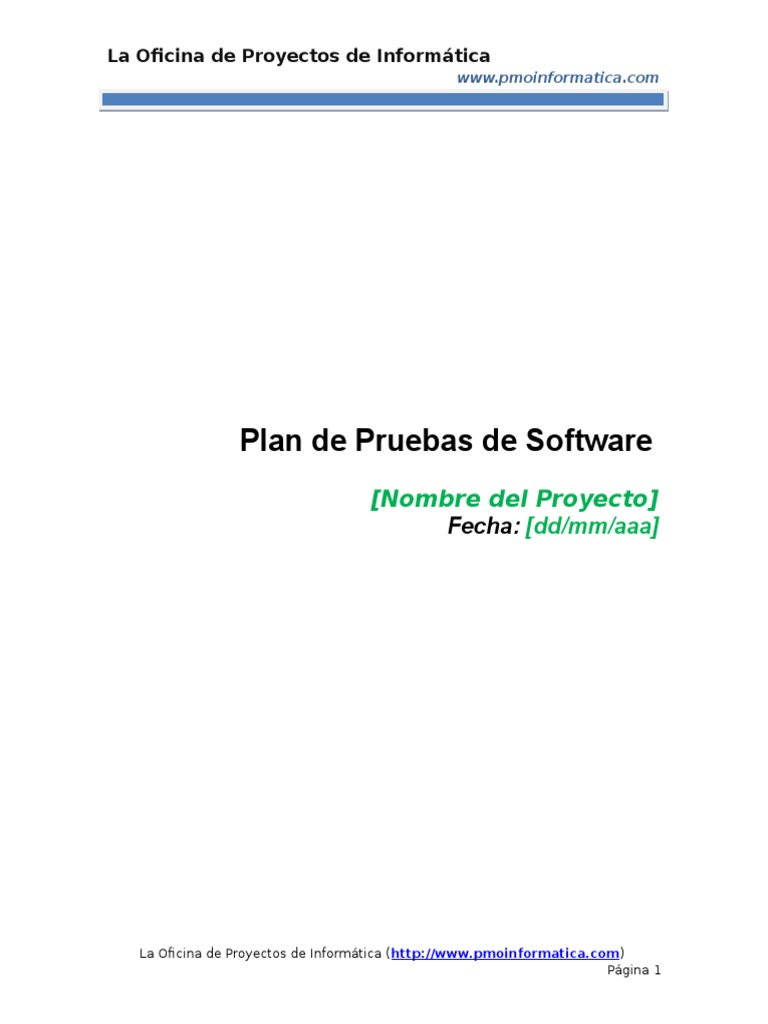 PMOInformatica Plantilla de Plan de Pruebas de Software | PDF | Informática