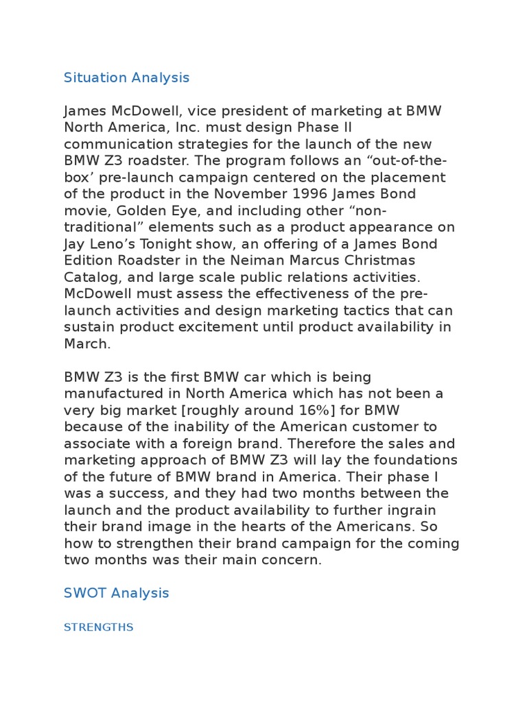 BMW Situation Analysis | PDF | Bmw | Brand