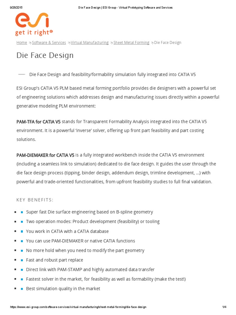 Die Face Design - ESI Group - Virtual Prototyping Software and Services ...