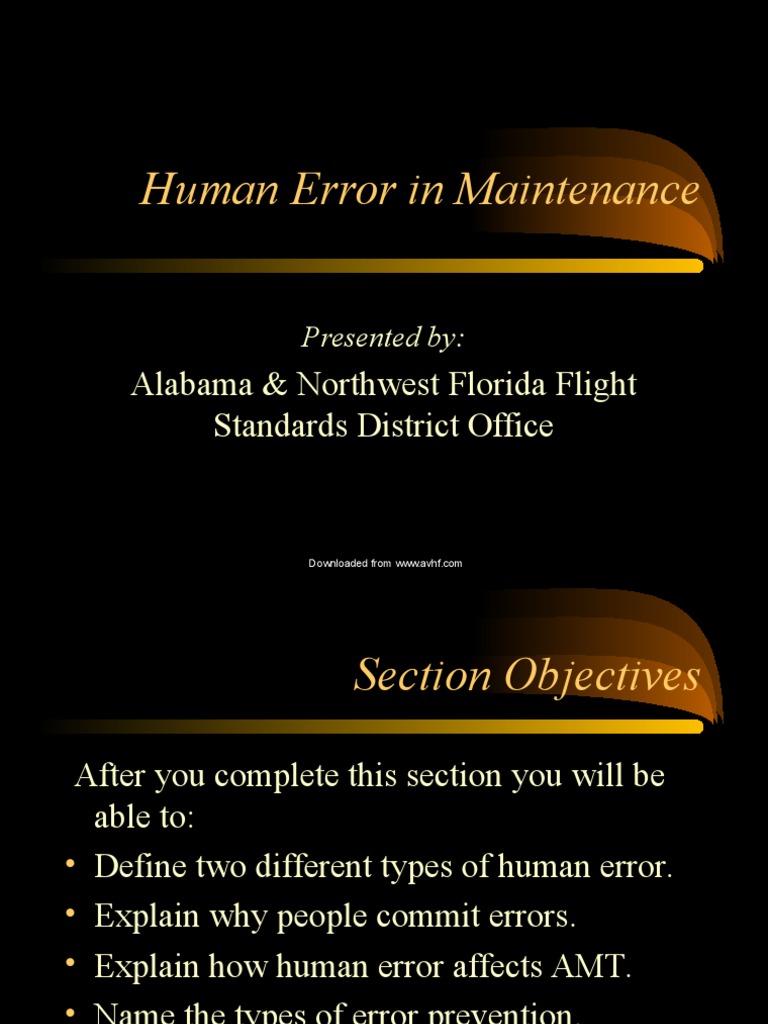 Human Error in Maintenance | Download Free PDF | Error | Aviation ...