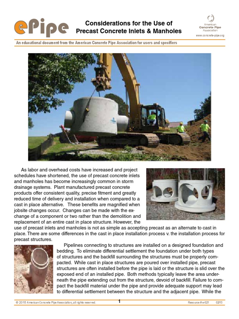 Considerations For The Use of Precast Concrete Inlets & Manholes ...