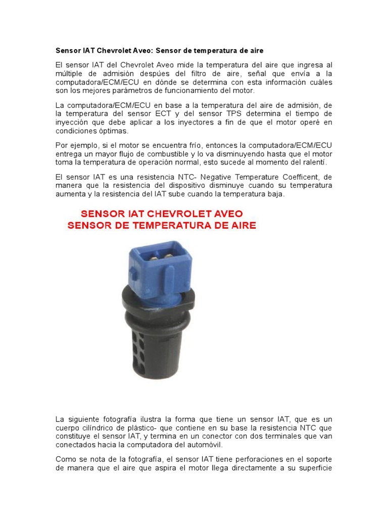 Sensor IAT Chevrolet Aveo | Descargar gratis PDF | Resistencia ...