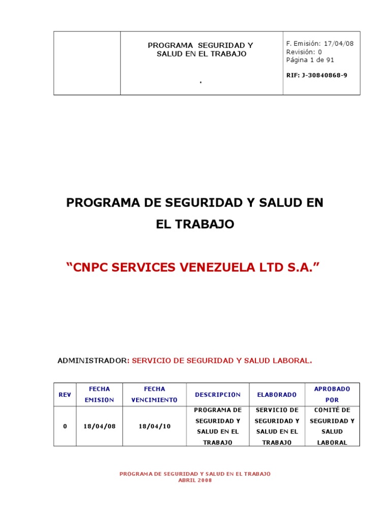 PSST CNPC | PDF | Derecho laboral | Seguridad y salud ocupacional