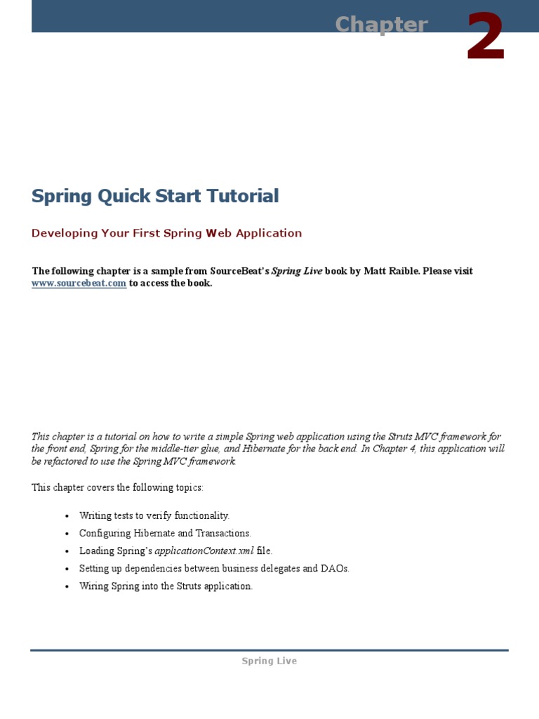 Spring Quick Start Tutorial | PDF | Spring Framework | Software Design