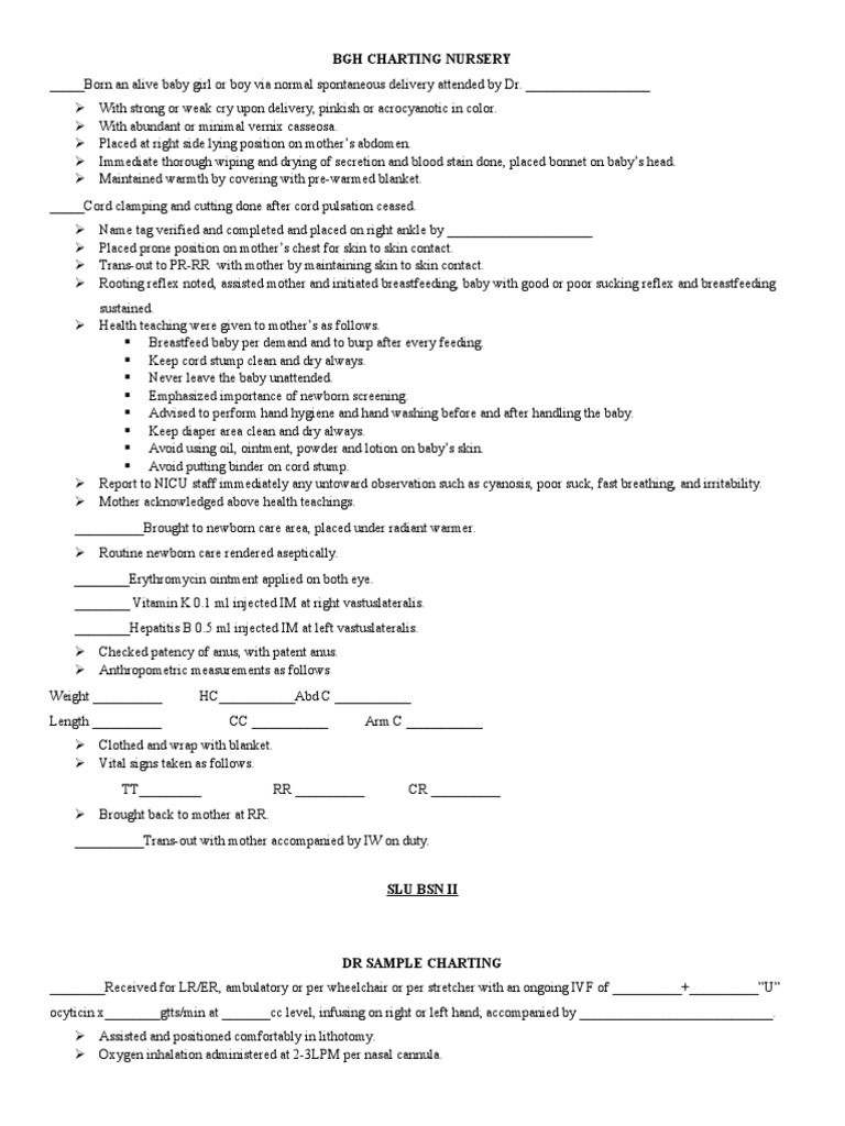 BGH Charting | PDF | Breastfeeding | Medicine
