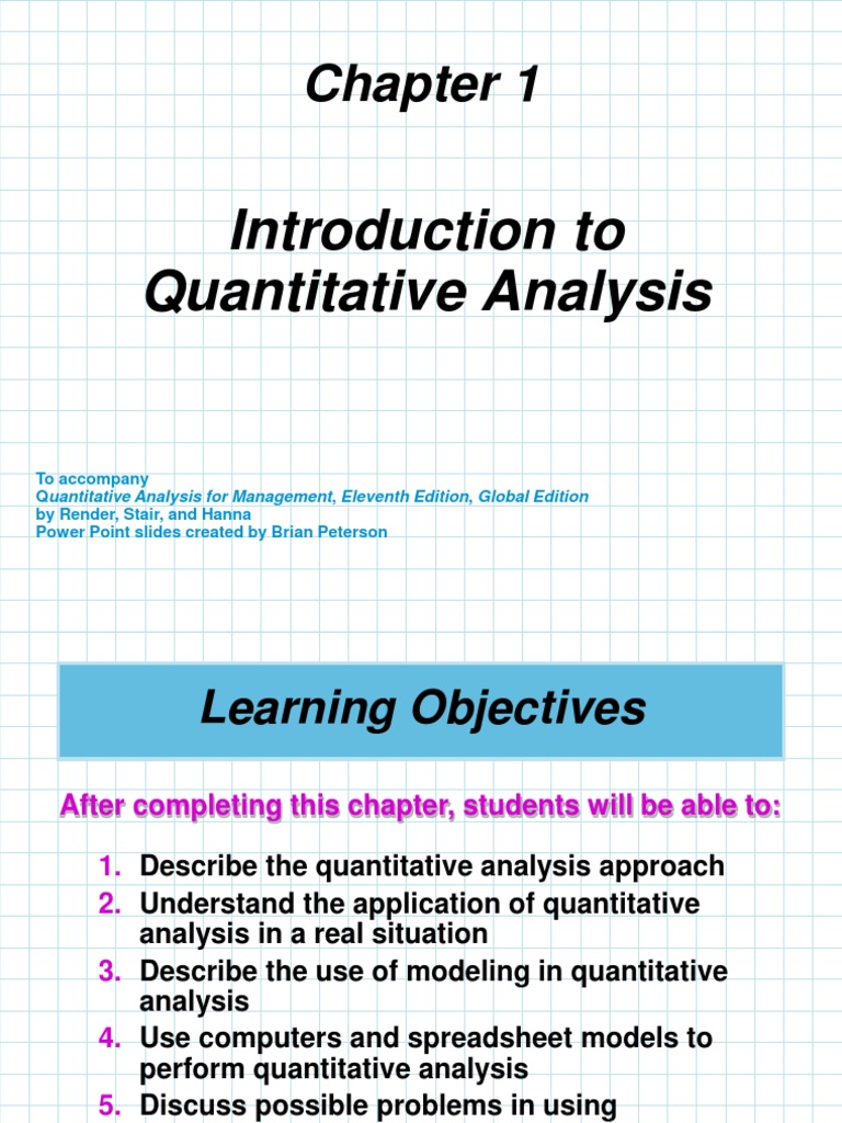 Chapter 1 Introduction To Quantitative Analysis | PDF | Mathematical Model | Quantitative Research