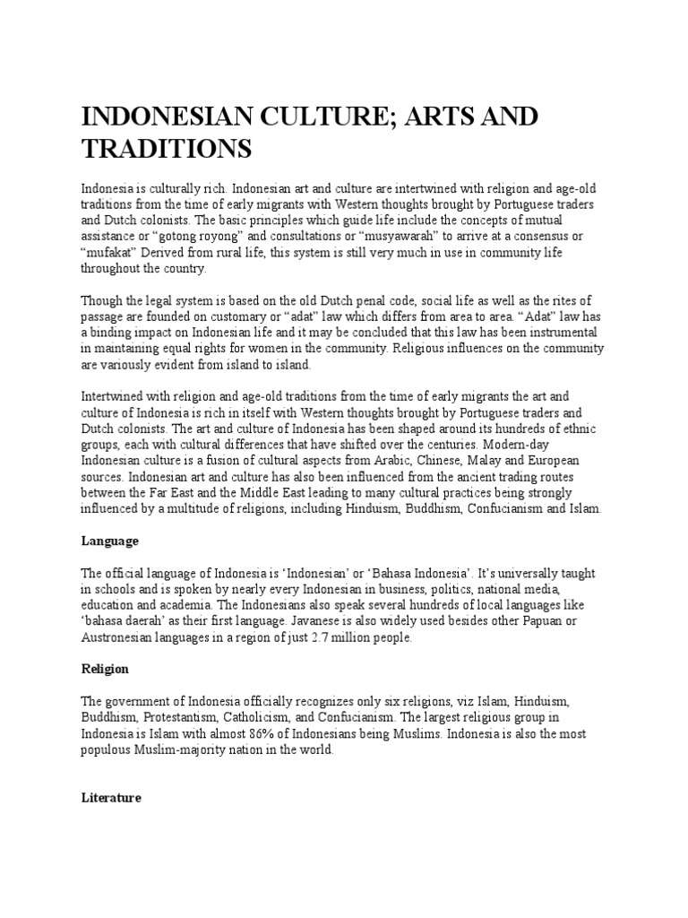 Indonesian Culture Pdf Indonesian Cuisine Indonesia