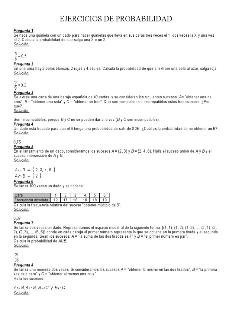 Ejercicios de Probabilidad Clásica (1)