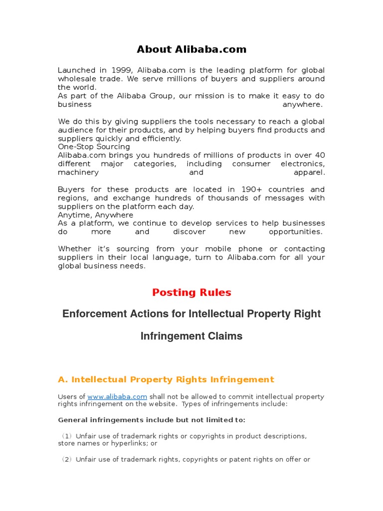 Enforcement Actions For Intellectual Property Right Infringement Claims ...