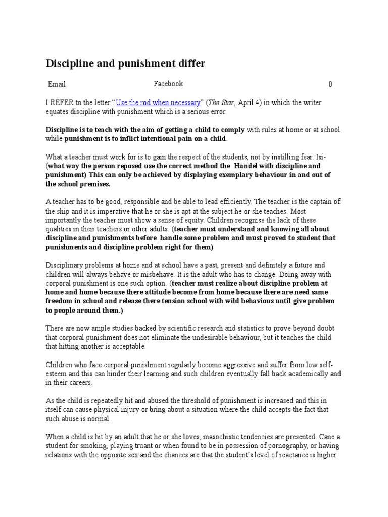 Discipline and Punishment Differ | PDF | Punishments | Teachers