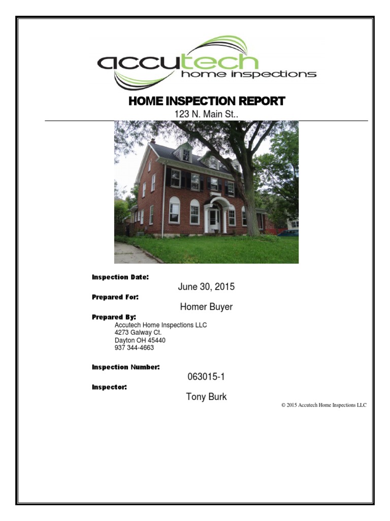 Accutech Home Inspection Sample Report 2 | PDF | Roof | Mold