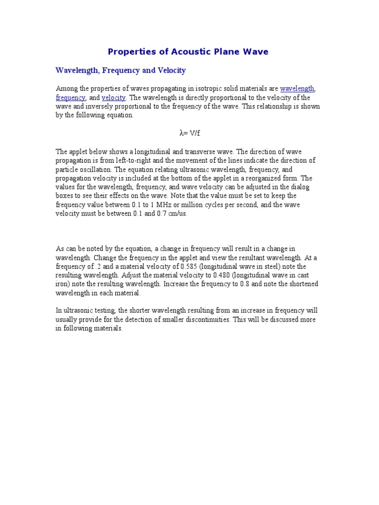 Acoustic Wave Properties Explained | PDF