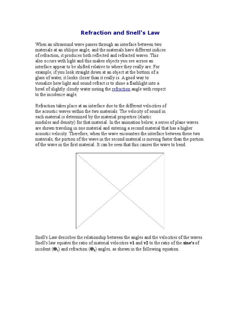 Refraction and Snell's Law | PDF | Refraction | Waves