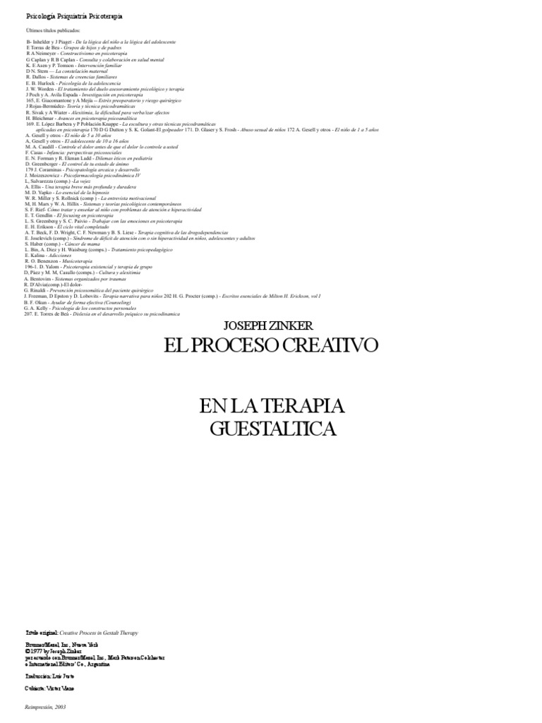 Zinker Joseph - El Proceso Creativo en La Terapia Gestaltica | PDF ...