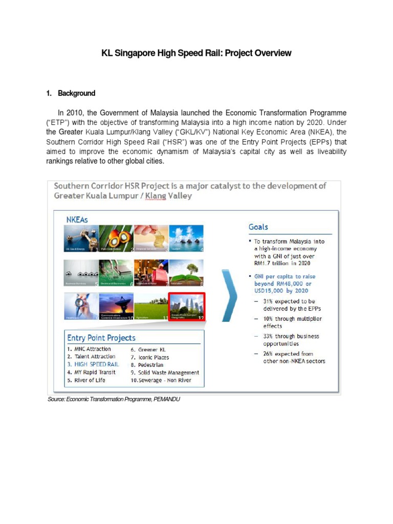 KL-Singapore HSR Project Overview PDF | PDF | High Speed Rail | Rail ...