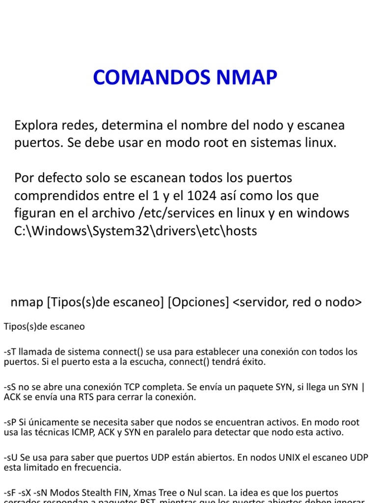 Comandos Nmap | PDF | sistema de nombres de dominio | Dirección IP