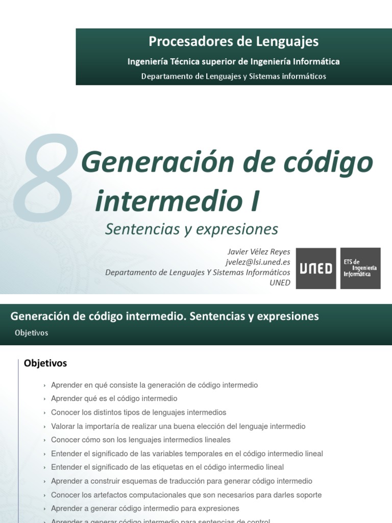 Generacion De Codigo Intermedio Unidad 2 | Compilador | Análisis