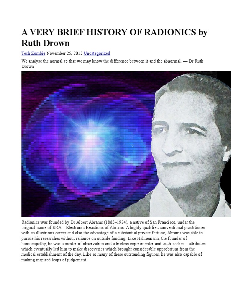 A Very Brief History of Radionics by Ruth Drown | PDF | Homeopathy ...