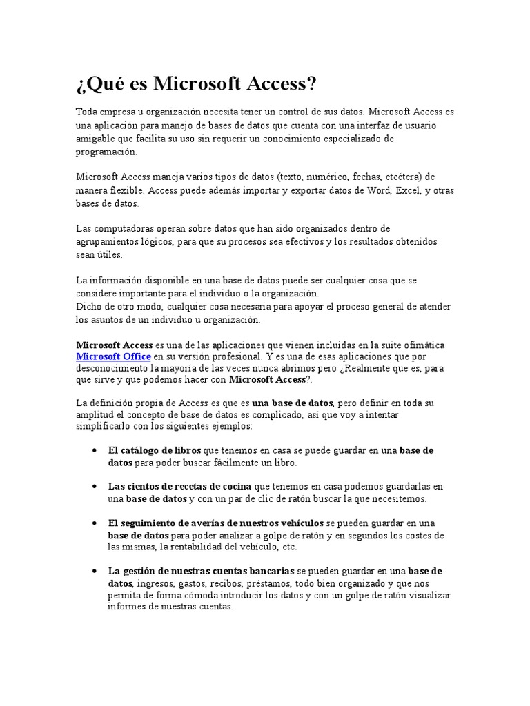 Qué Es Microsoft Access | PDF | Tabla (base de datos) | Microsoft